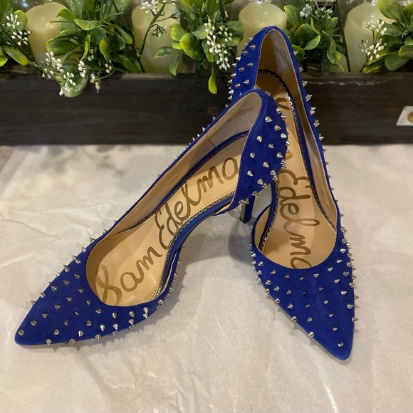 Sam Edelman | Shoes | Sam Edelman Blue Studded Heels | Poshmark